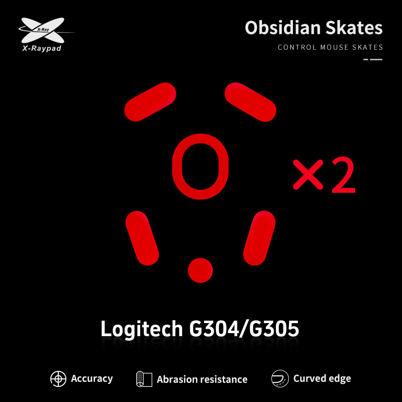 X-Raypad Obsidian Skates Logitech G304 & G305 Red 2 vnt. (Raudoni ...